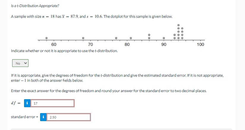 [Solved]: A sample with size ( n=18 ) has ( bar{x}=87.