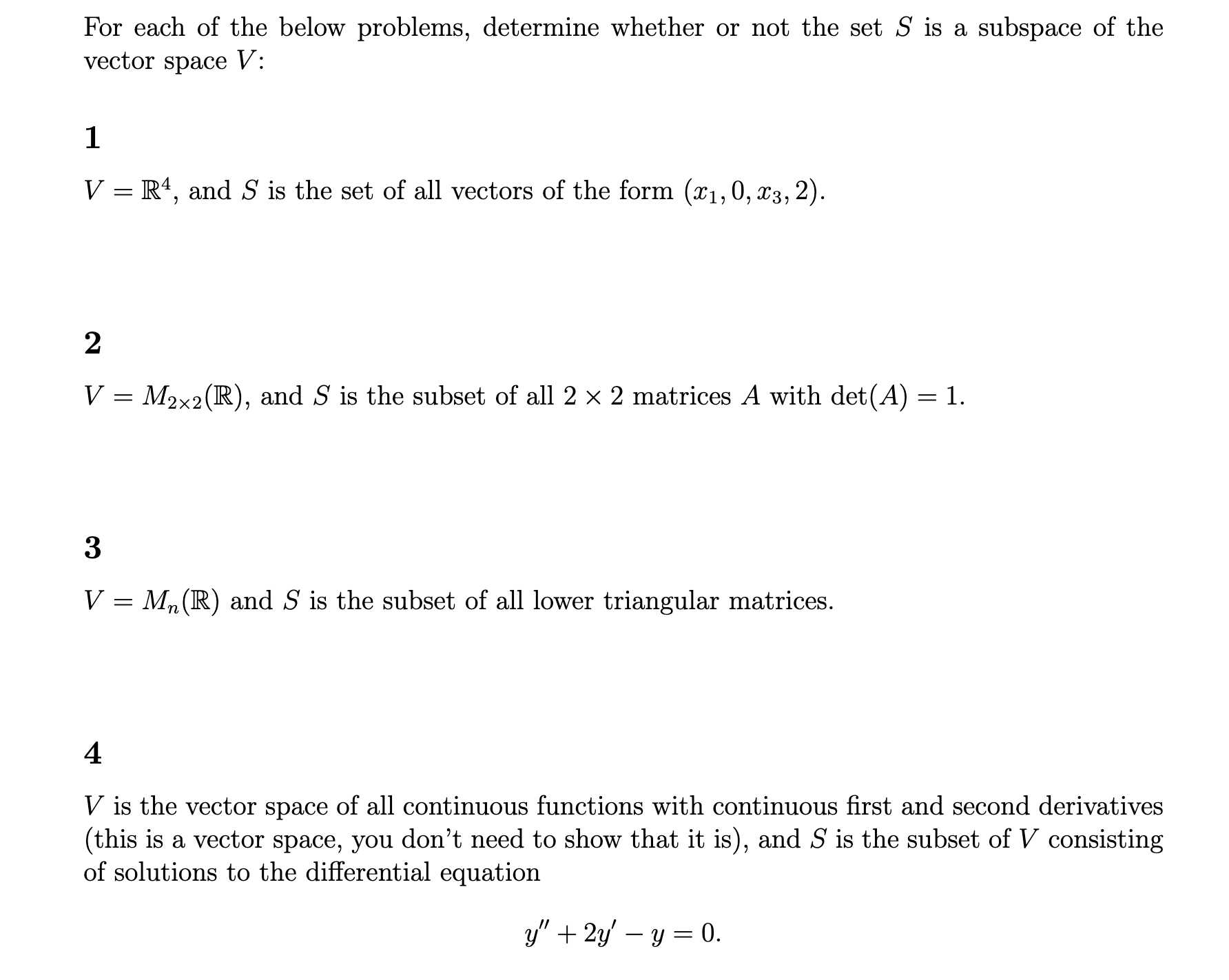 Solved For each of the below problems, determine whether or | Chegg.com