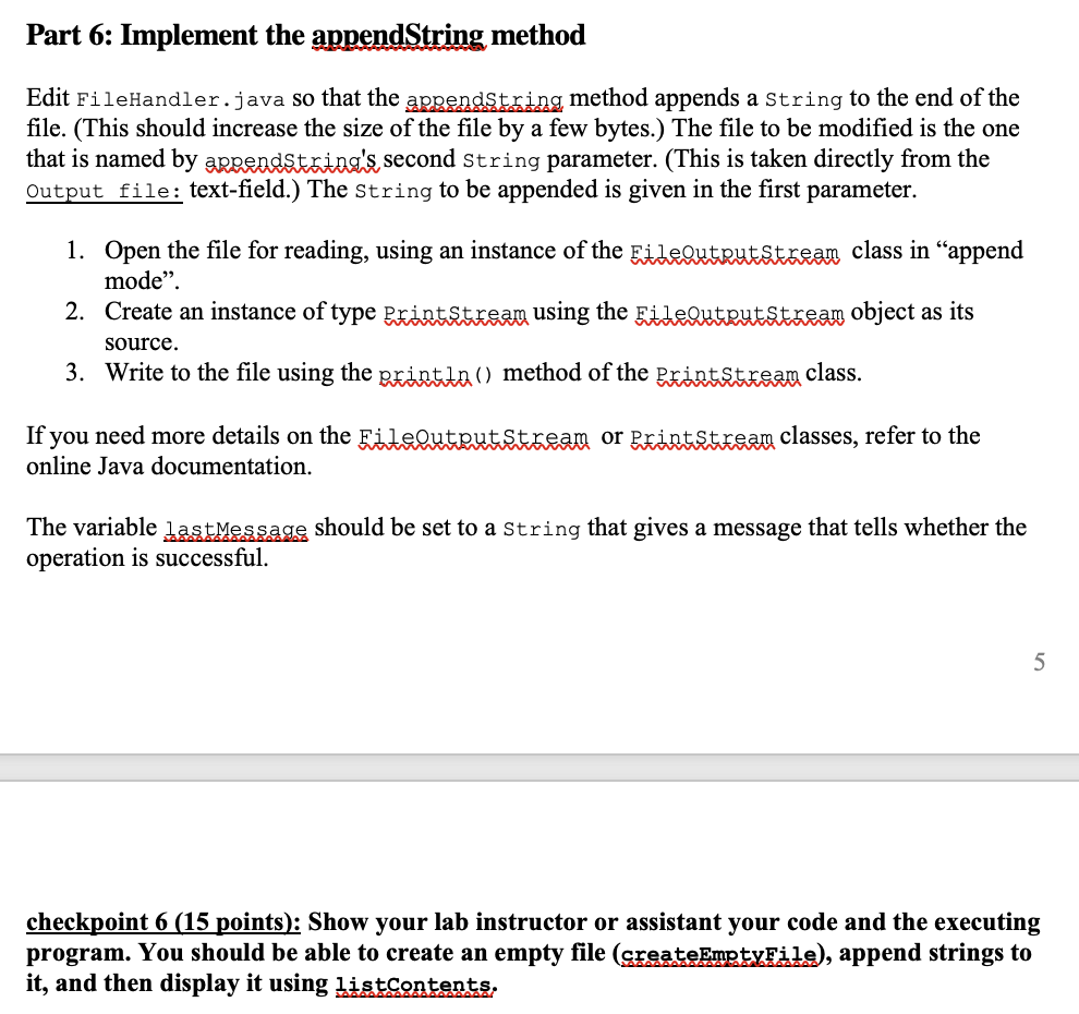 Solved In Java, implement the appendString | Chegg.com