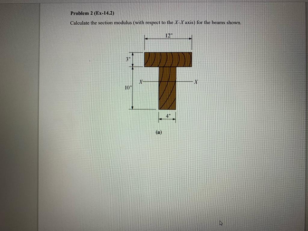 Solved Problem 2 (Ex-14.2) Calculate the section modulus | Chegg.com