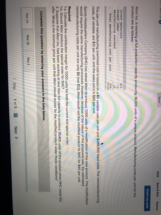 Solved Help Save & Exit Submit Check my work Alton Inc. is | Chegg.com