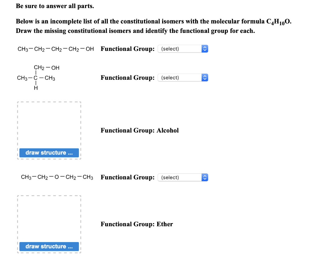 Constitutional Isomers C4h10o