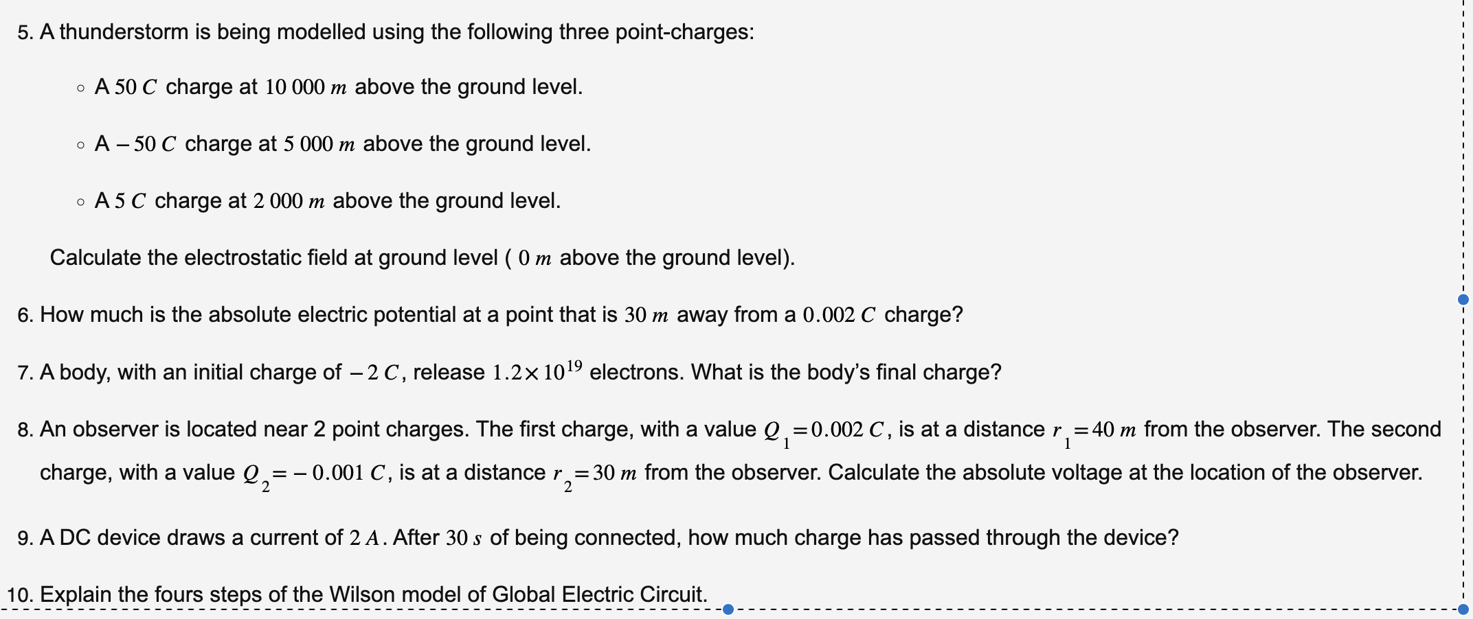Solved 5. A thunderstorm is being modelled using the | Chegg.com