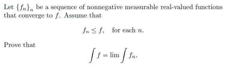 Solved Let {fn}n be a sequence of nonnegative measurable | Chegg.com