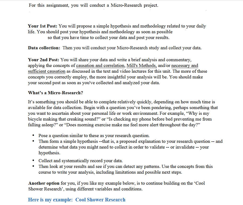 Solved Do just part 1, give me an example of a hypothesis | Chegg.com