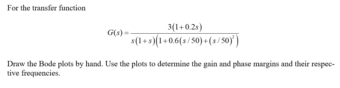 Solved For the transfer function | Chegg.com