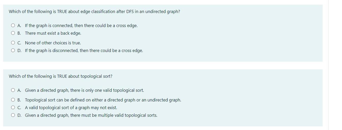 Solved Which Of The Following Is False About Bfs And Dfs A 
