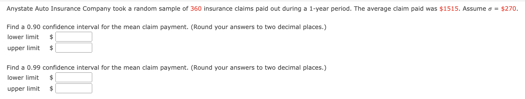 Solved Anystate Auto Insurance Company took a random sample | Chegg.com