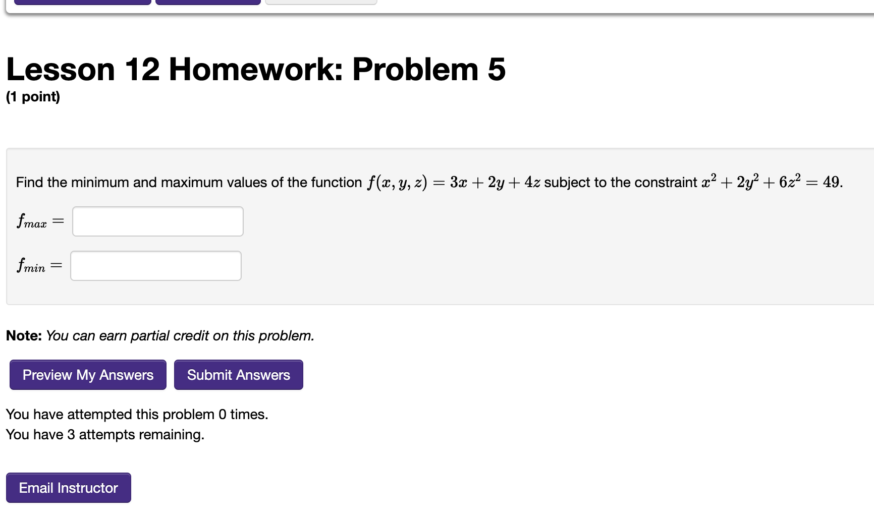 Solved Lesson 12 Homework Problem 5 1 Point Find The