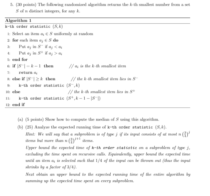 1: 5. (30 points) The following randomized algorithm | Chegg.com