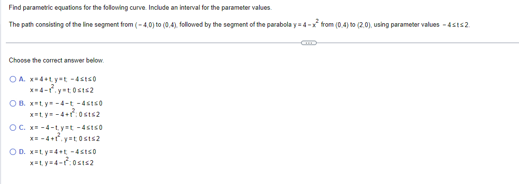 Solved Find parametric equations for the following curve. | Chegg.com