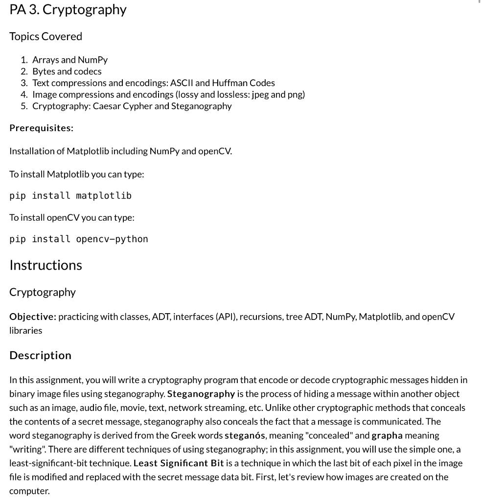 Topics Covered 1. Arrays and NumPy 2. Bytes and | Chegg.com