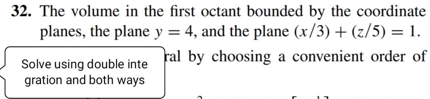 Solved 32. The volume in the first octant bounded by the | Chegg.com