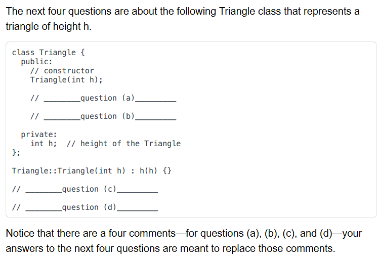 Solved The next four questions are about the following | Chegg.com