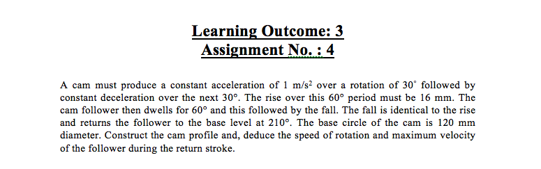 Solved Learning Outcome: 3 Assignment No.: 4 A cam must | Chegg.com