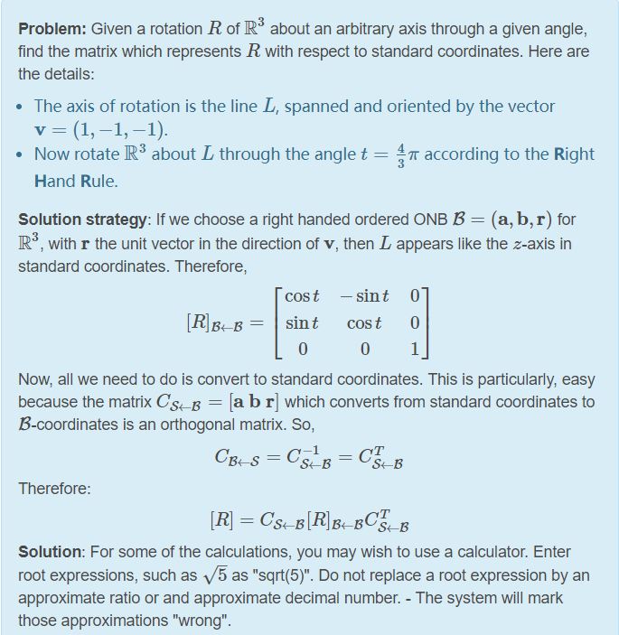 Solved Problem: Given a rotation R of R3 about an arbitrary | Chegg.com