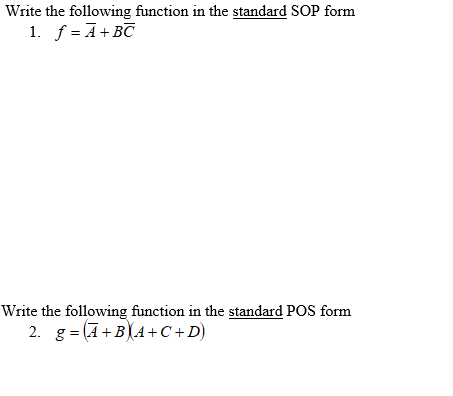 Solved Write the following function in the standard SOP form | Chegg.com