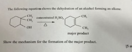 Solved The following equation shows the dehydration of an | Chegg.com