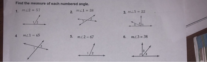 Solved Find the measure of each numbered angle. 1. m22=57 2, | Chegg.com