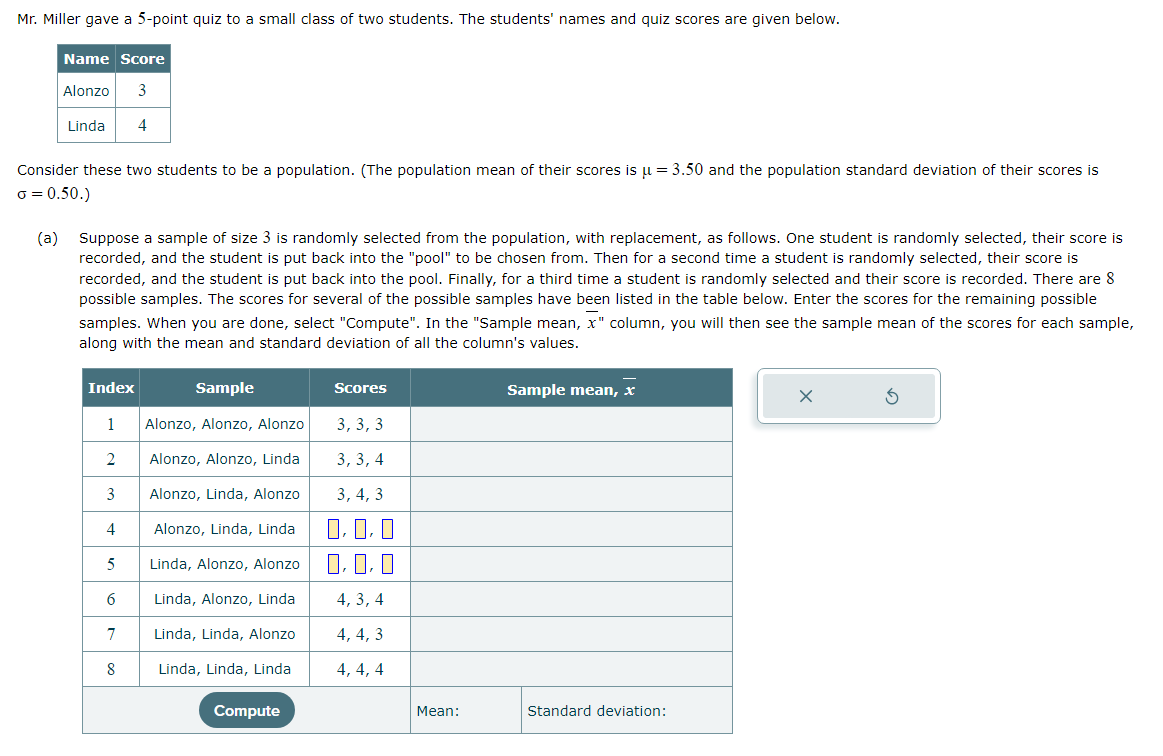 Solved (b) Use the table from part (a) to find μxˉ (the mean | Chegg.com