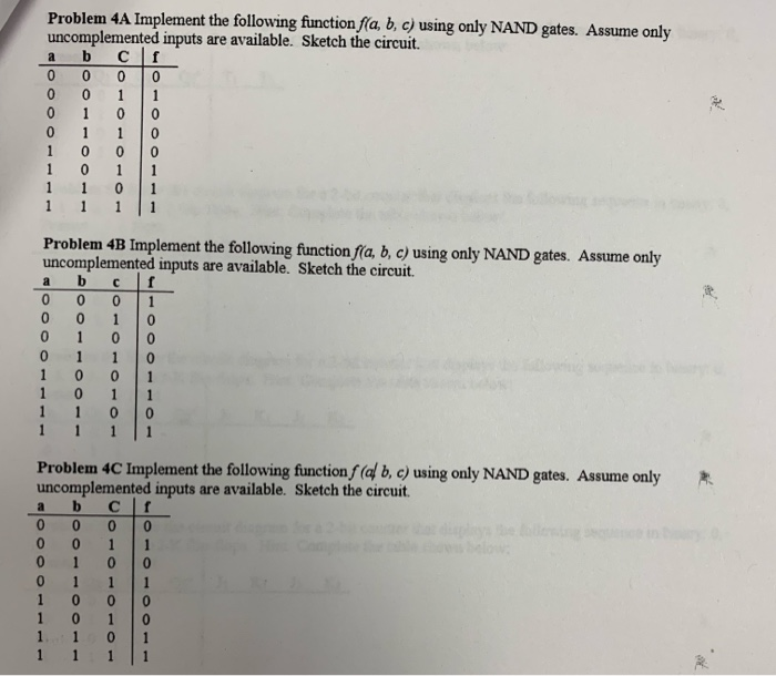 Solved Problem 4a Implement The Following Function Ffa B 