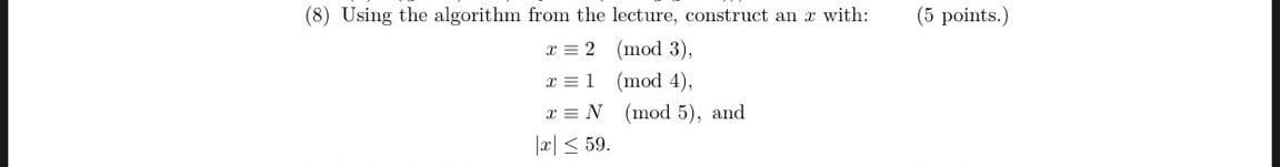 Solved (5 points.) (8) Using the algorithm from the lecture, | Chegg.com