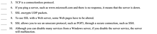 Solved 5. TCP is a connectionless protocol. 6. If you ping a | Chegg.com