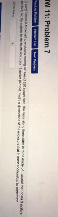Solved W 11 Problem 7 Previous Problem Problem List Next 1 