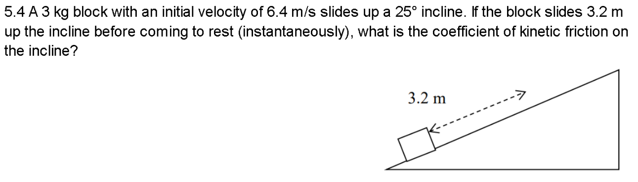 Solved 5.4 A 3 kg block with an initial velocity of 6.4 m/s | Chegg.com