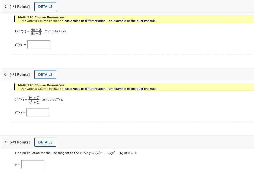 Solved 5. [-/1 Points] DETAILS Math 110 Course Resources | Chegg.com