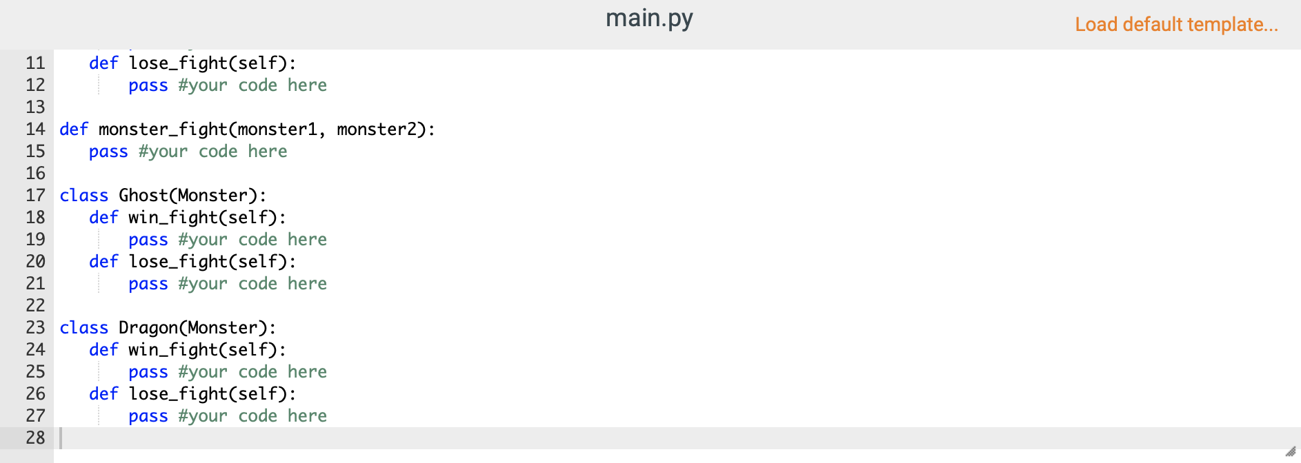 Solved main.py Load default template... 11 def | Chegg.com