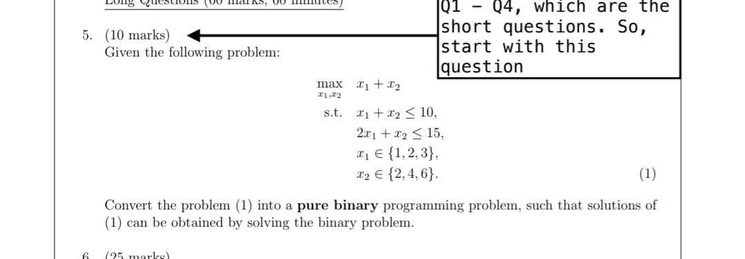 Solved 5. (10 marks) Q1 Q4, which are the short questions. | Chegg.com
