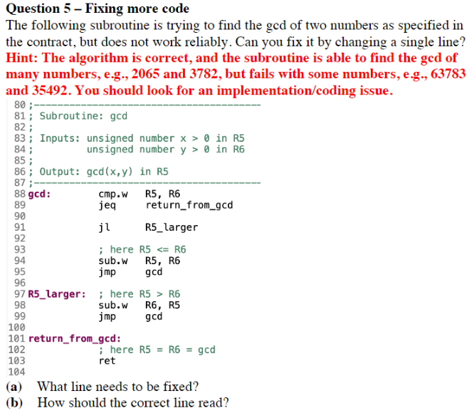 Solved Question 5 -Fixing more code The following subroutine | Chegg.com