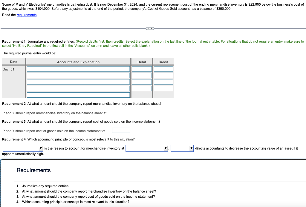 Solved Some of P and Y Electronics' merchandise is gathering | Chegg.com
