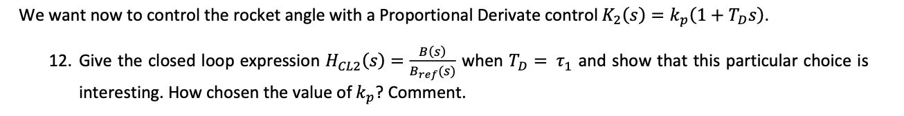 Exercise 10: Simplified thrust vector control of a | Chegg.com