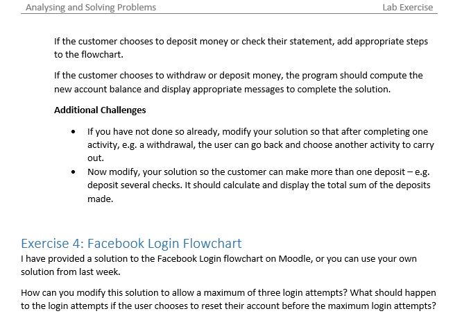 Solved Flowcharts The aim of this lab exercise is to help | Chegg.com