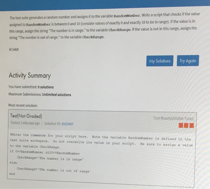 Solved The test suite generates a random number and assigns | Chegg.com