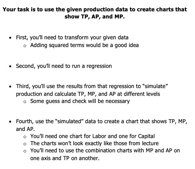 Your task is to use the given production data to | Chegg.com