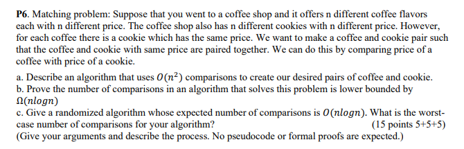 Solved P6. Matching problem: Suppose that you went to a | Chegg.com