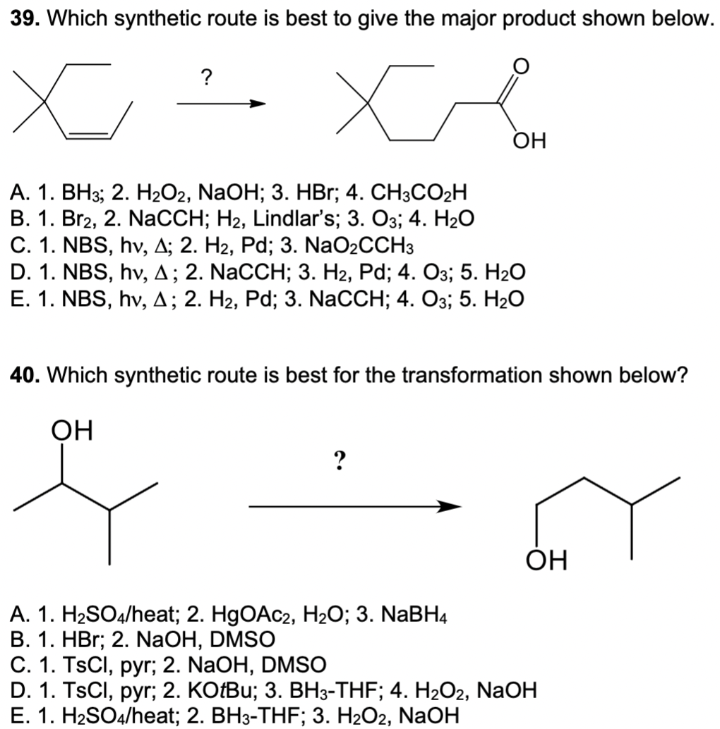 Solved 30. Select the synthetic sequence to accomplish the | Chegg.com