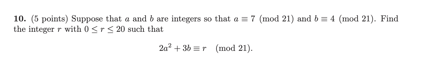 Solved 10. (5 points) Suppose that a and b are integers so | Chegg.com