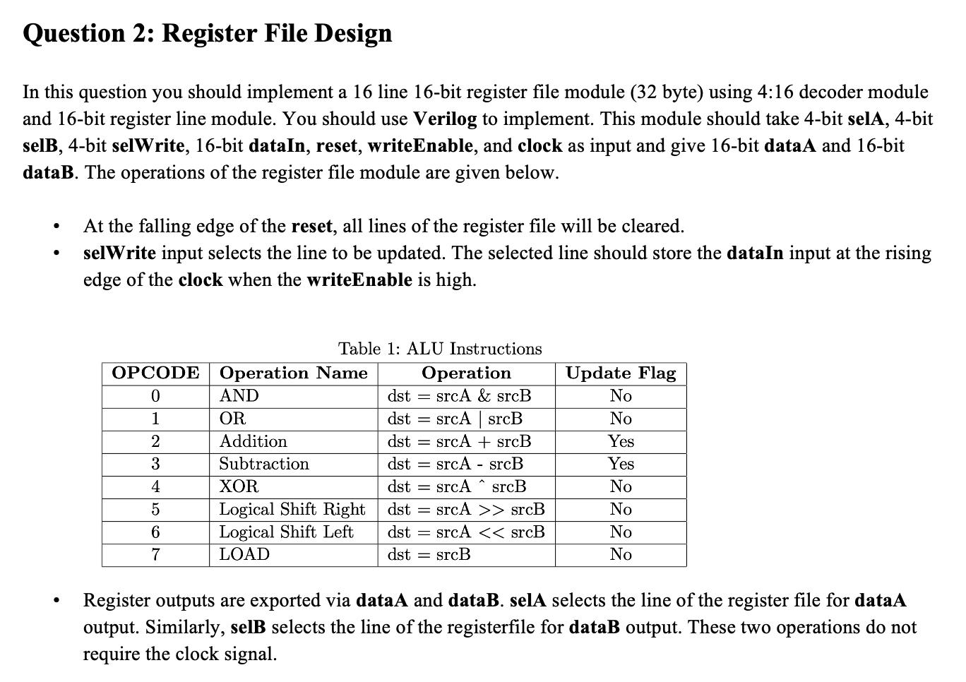 Question 2: Register File Design In this question you | Chegg.com