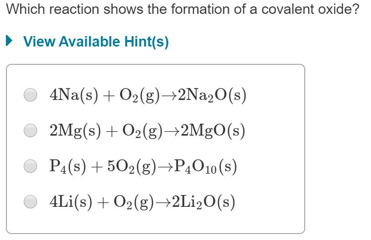 Solved Which reaction shows the formation of a covalent | Chegg.com