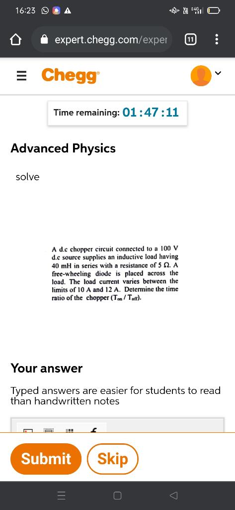 Solved 16:23 expert.chegg.com/exper 11 : V TIL Chegg Time | Chegg.com