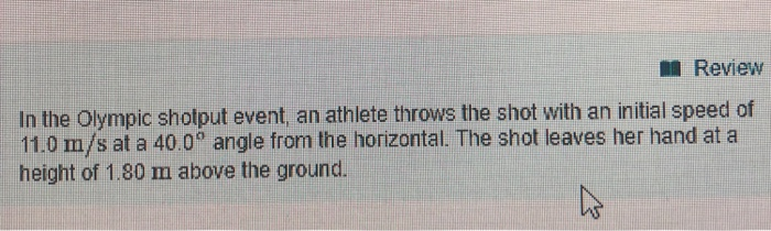 Solved In the Olympic shotput event, an athlete throws the | Chegg.com