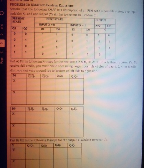 Solved PROBLEM 02: KMAPs to Boolean Equations Assume that | Chegg.com