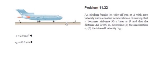 Solved An airplane begins its take-off run at A with zero | Chegg.com