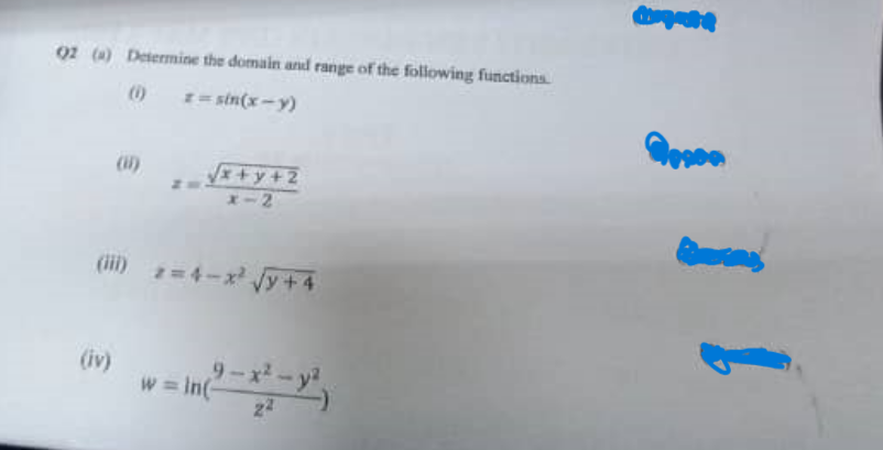 Solved (a) Delermine the domain and range of the following | Chegg.com