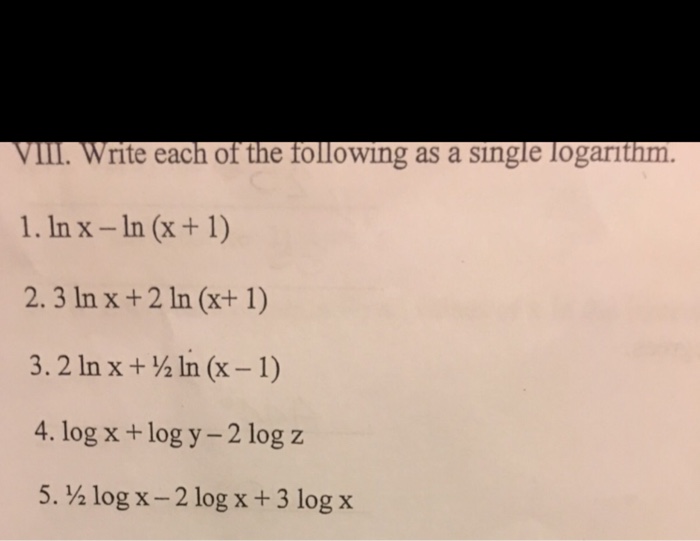Solved Write each of the following as a single logarithm. | Chegg.com