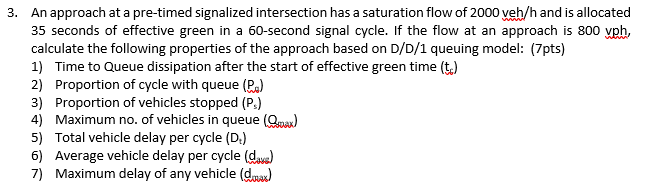 Solved An approach at a pre-timed signalized intersection | Chegg.com